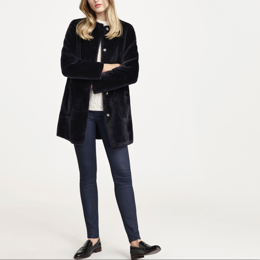 Navy Blue Shearling Coat By Gant - Gem